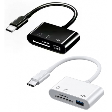 OTG USB-C card reader voor Micro SD, TF SD kaart en USB Stick